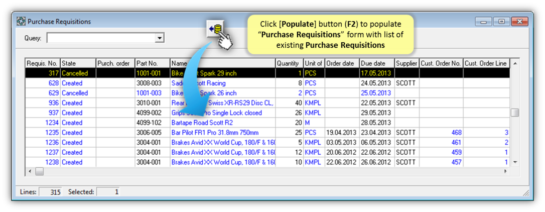 ProdMaster | How to create a new Purchase Order from Purchase Requisition